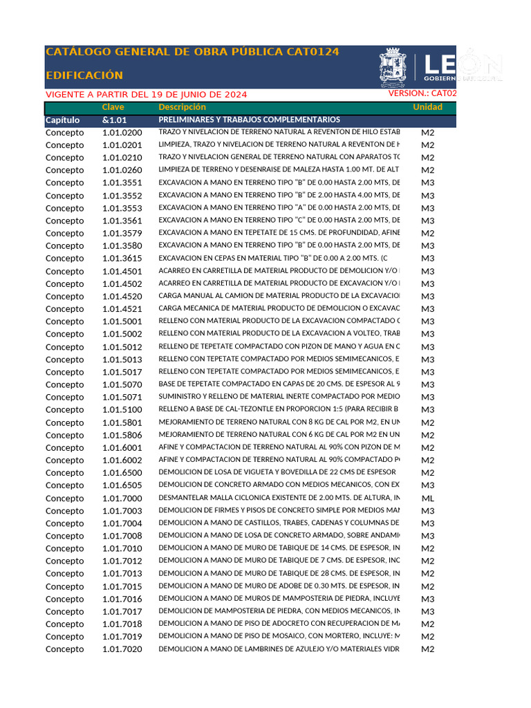 Catalogo General de Obra Publica de Leon 2024 | PDF