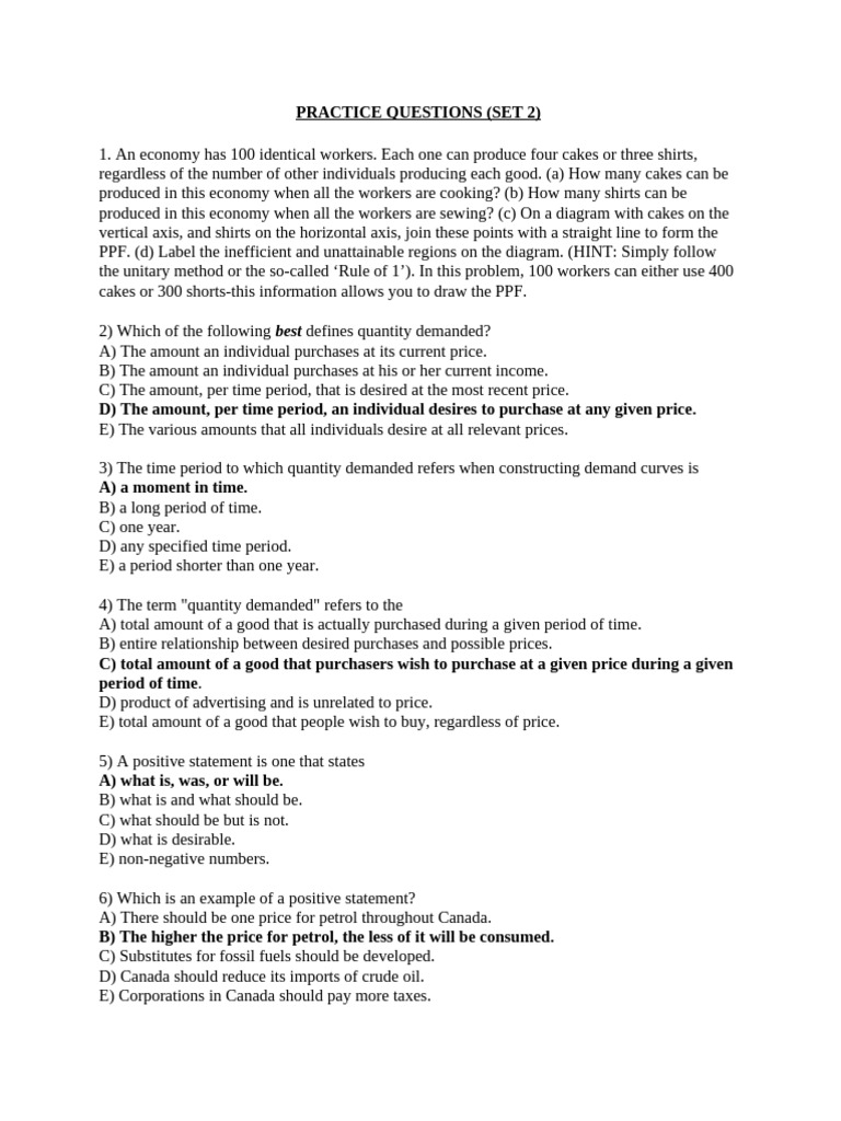 PRACTICE QUESTIONS (SET 2) | PDF PRACTICE QUESTIONS (SET 2) | PDF