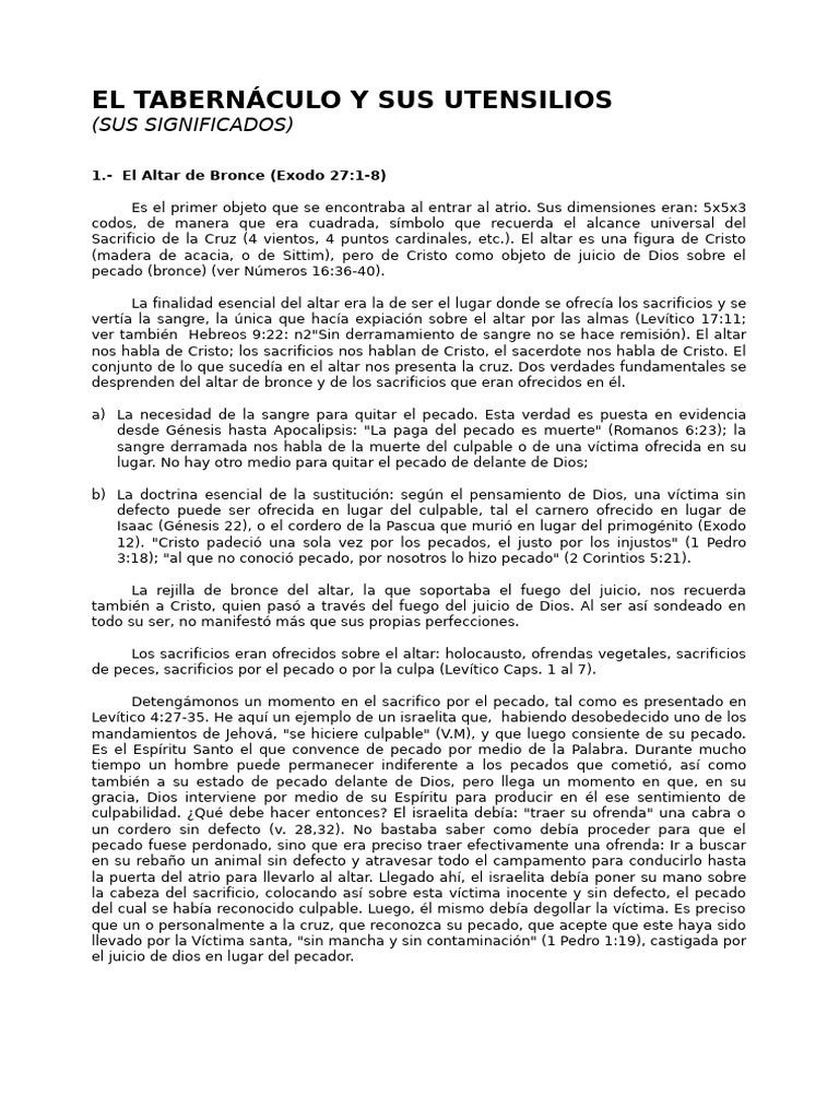 Utencilios Del Tabernáculo | PDF