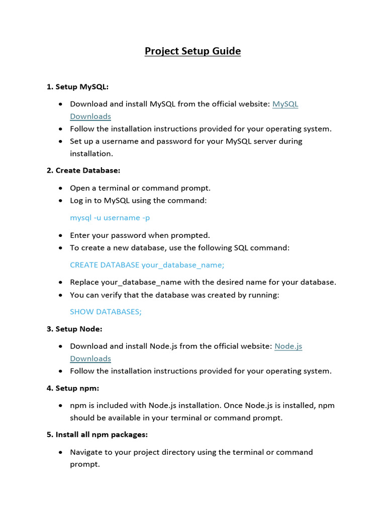 Project Setup Guide | PDF