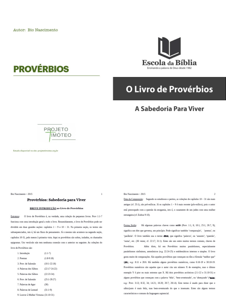 O-LIvro-de-Proverbios-Bio-Nascimento-Estudos-Biblicos 2 | PDF | Livro dos Provérbios | Religião ...