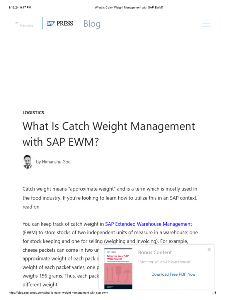 What Is Catch Weight Management with SAP EWM_ | PDF