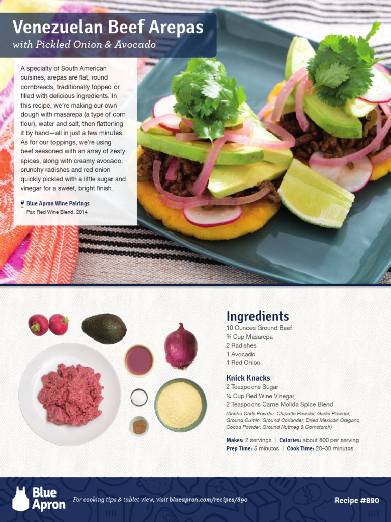 Venezuelan Beef Arepas (Article) Author Blue Apron | PDF