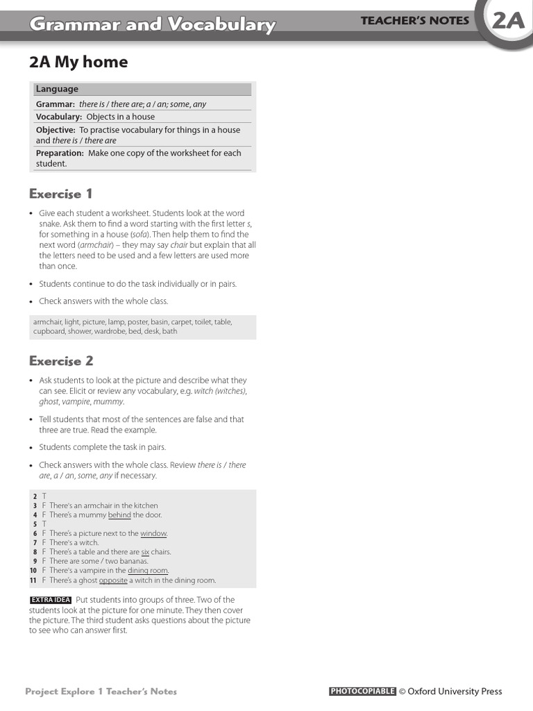 2A My Home: Exercise 1 | PDF