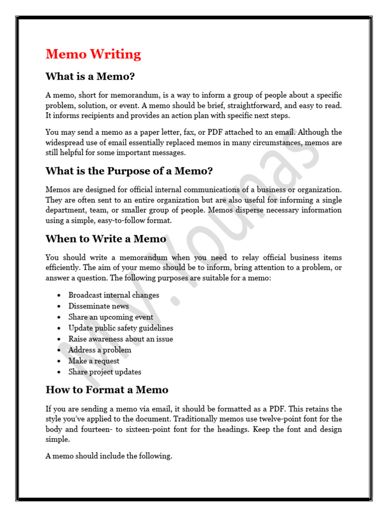 Memo Writing | PDF