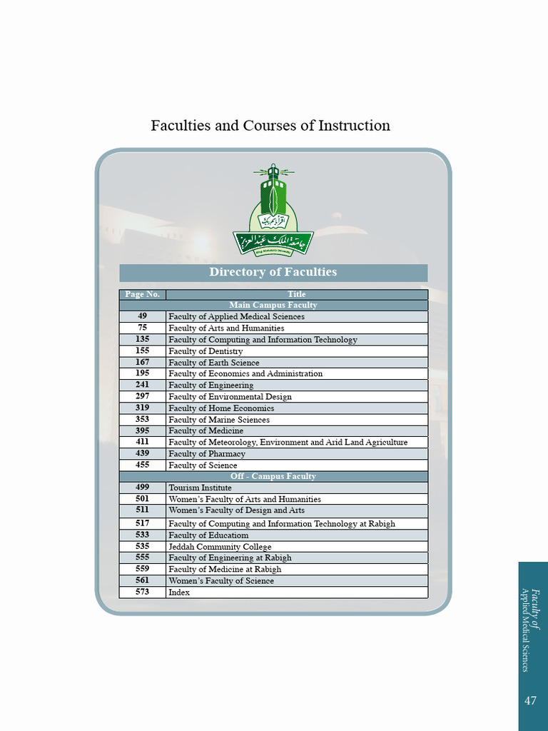 Faculties and Courses of Instruction | PDF