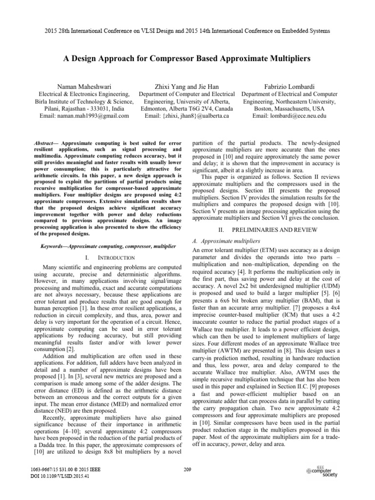 A Design Approach For Compressor Based Approximate Multipliers | PDF