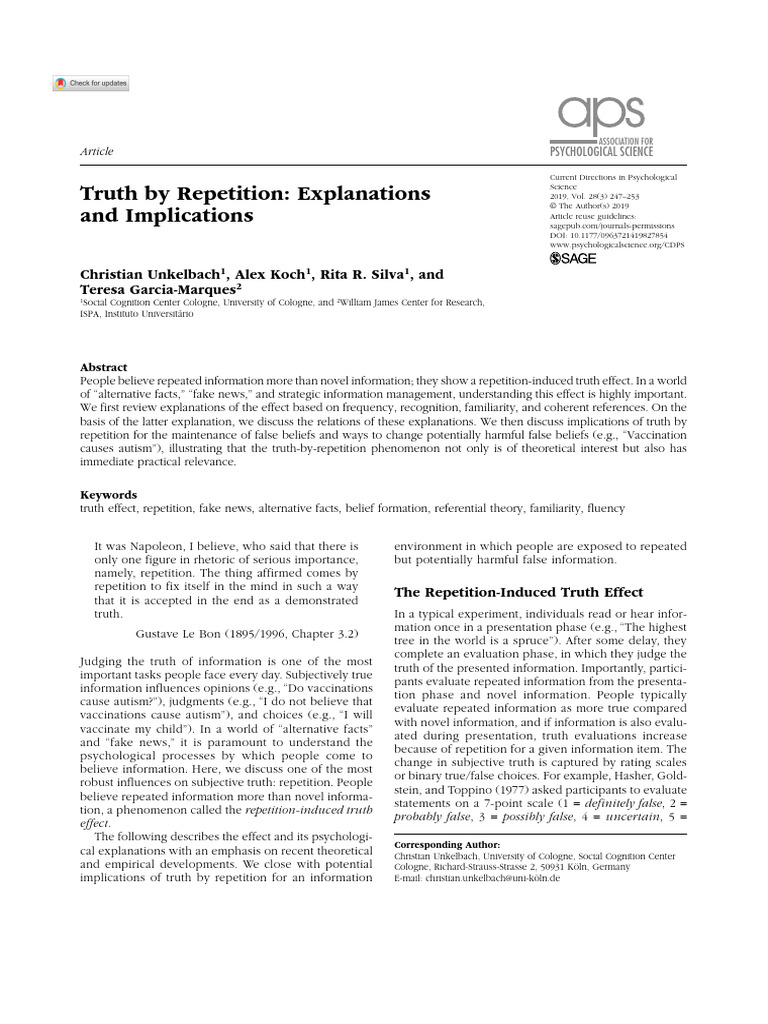 Truth by Repetition | PDF