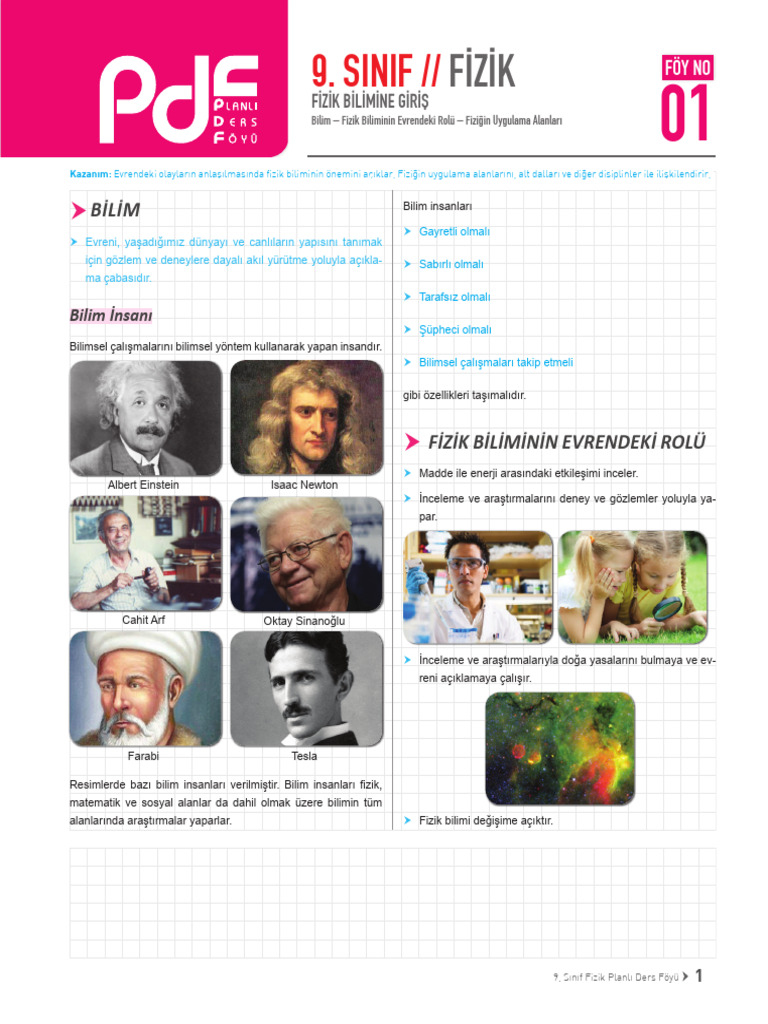 Sınıf Fizik PDF 1-4. Föy | PDF