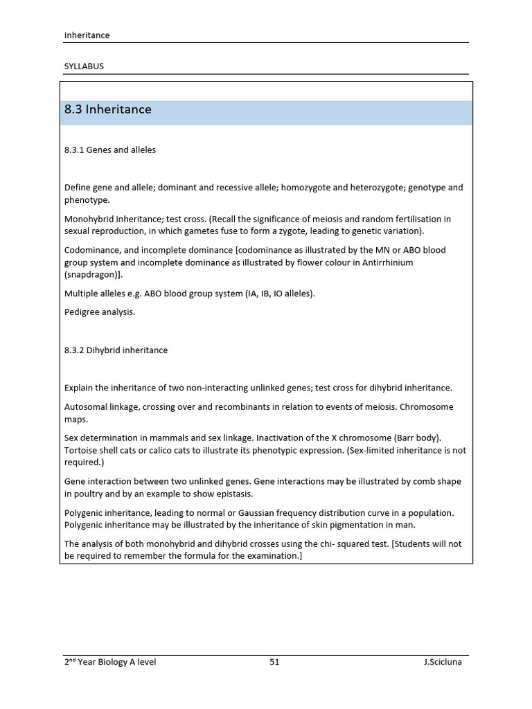 Topic 2 Genetics Notes | PDF