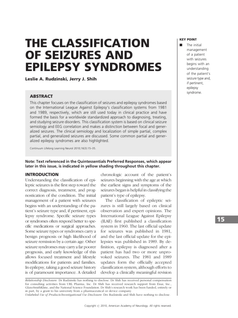 The Classification of Seizures and Epilepsy.4 | PDF