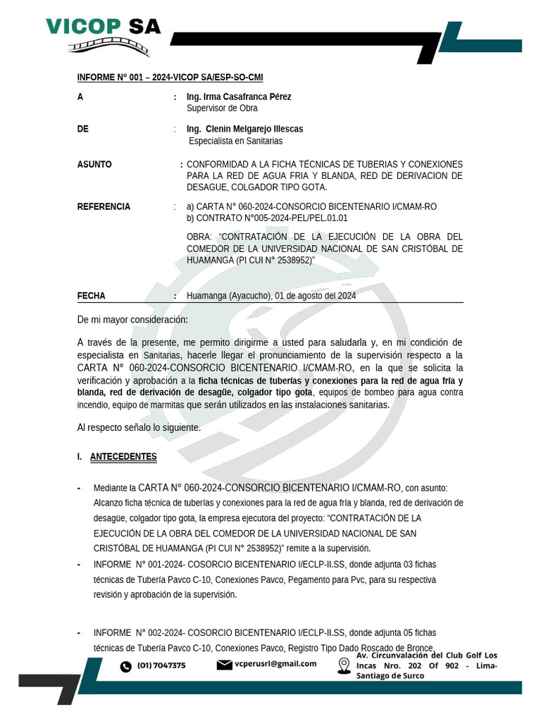 Informe #001 - 2024-Vicop Sa | PDF