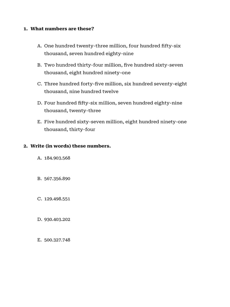 Numbers 2 | PDF