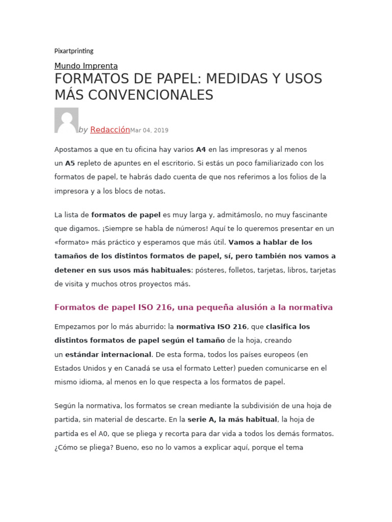 Formato de Papel ISO 216 y Registro Del Trabajo | PDF