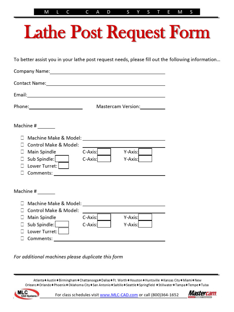 Lathe Post Request Form MC - YCM GT-300LMB | PDF