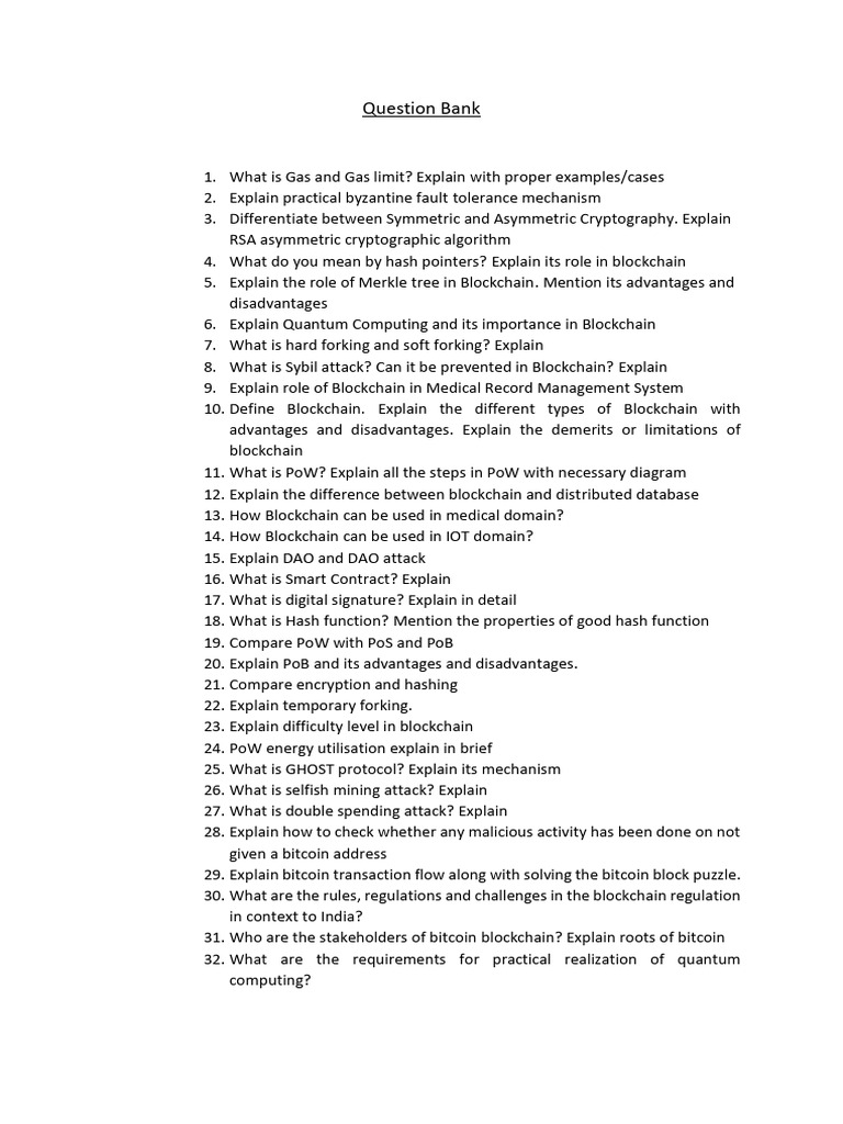 Blockchain Question Bank | PDF