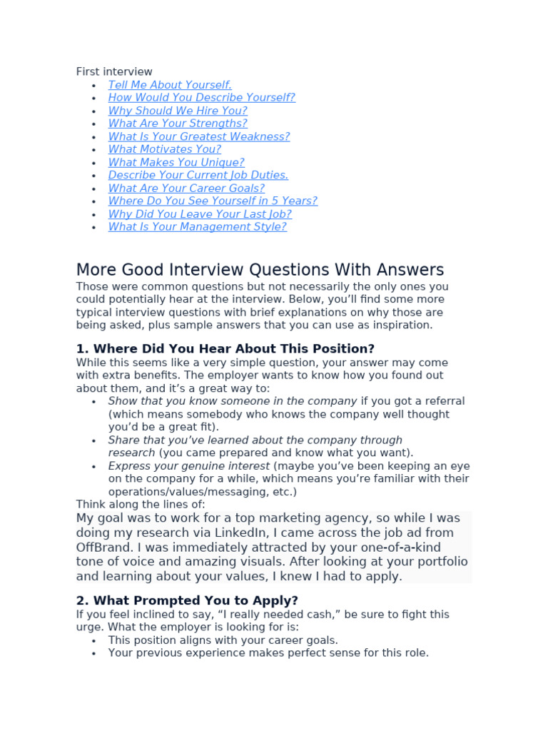 First interview | PDF