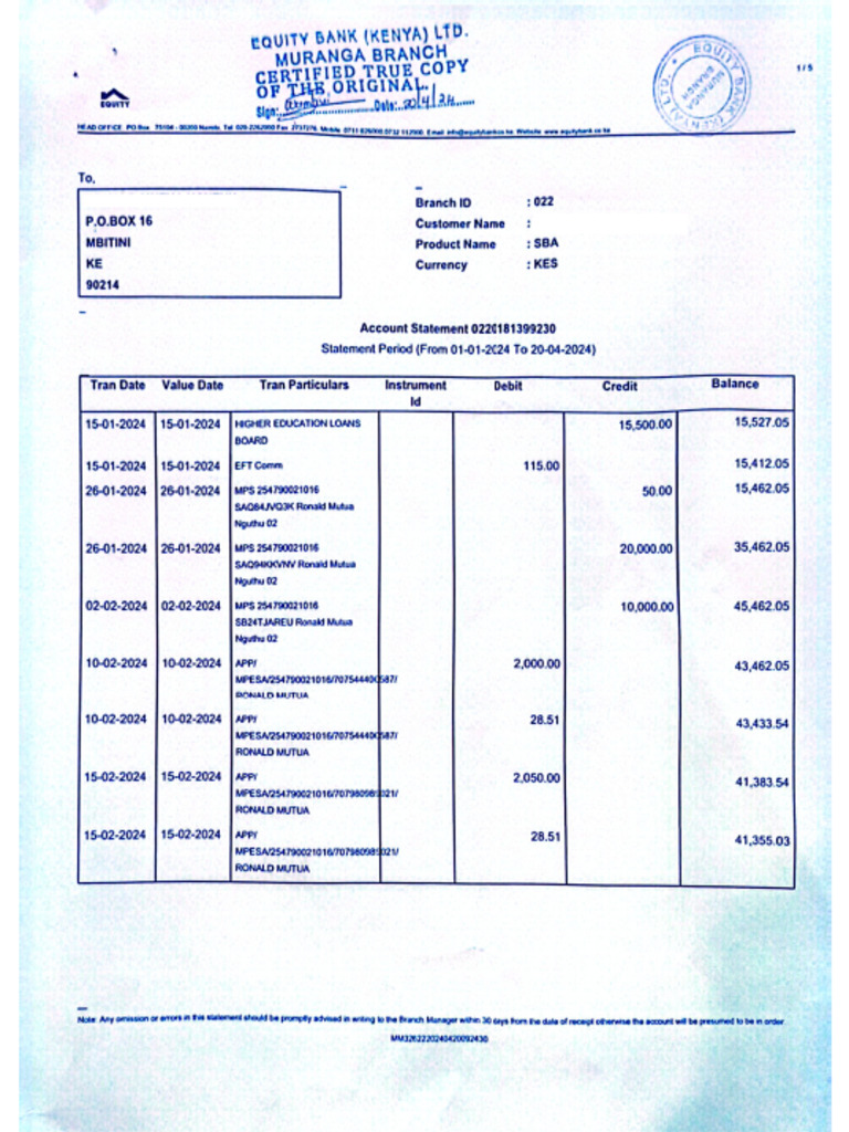Bank Statement Collins | PDF