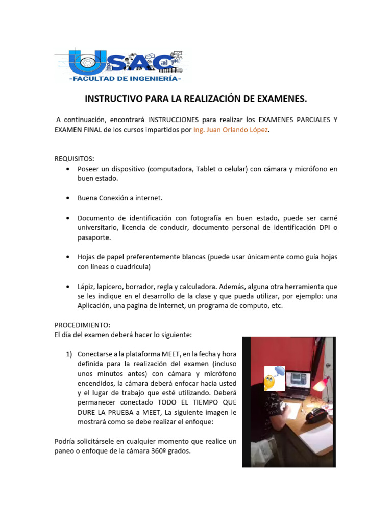 Instructivo REALIZACIÓN DE EXAMENES | PDF