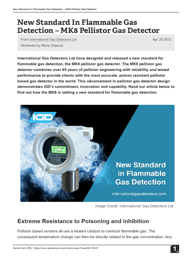 New Standard in Flammable Gas Detection e28093 MK8 Pellistor Gas ...