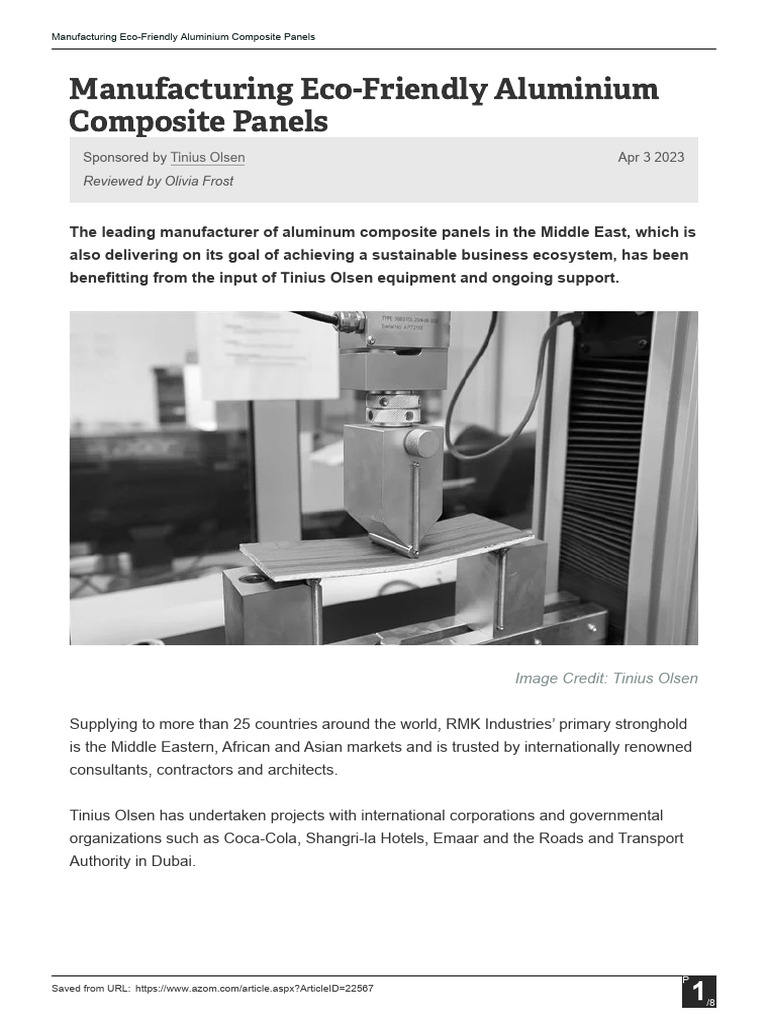 Manufacturing Eco Friendly Aluminium Composite Panels | PDF