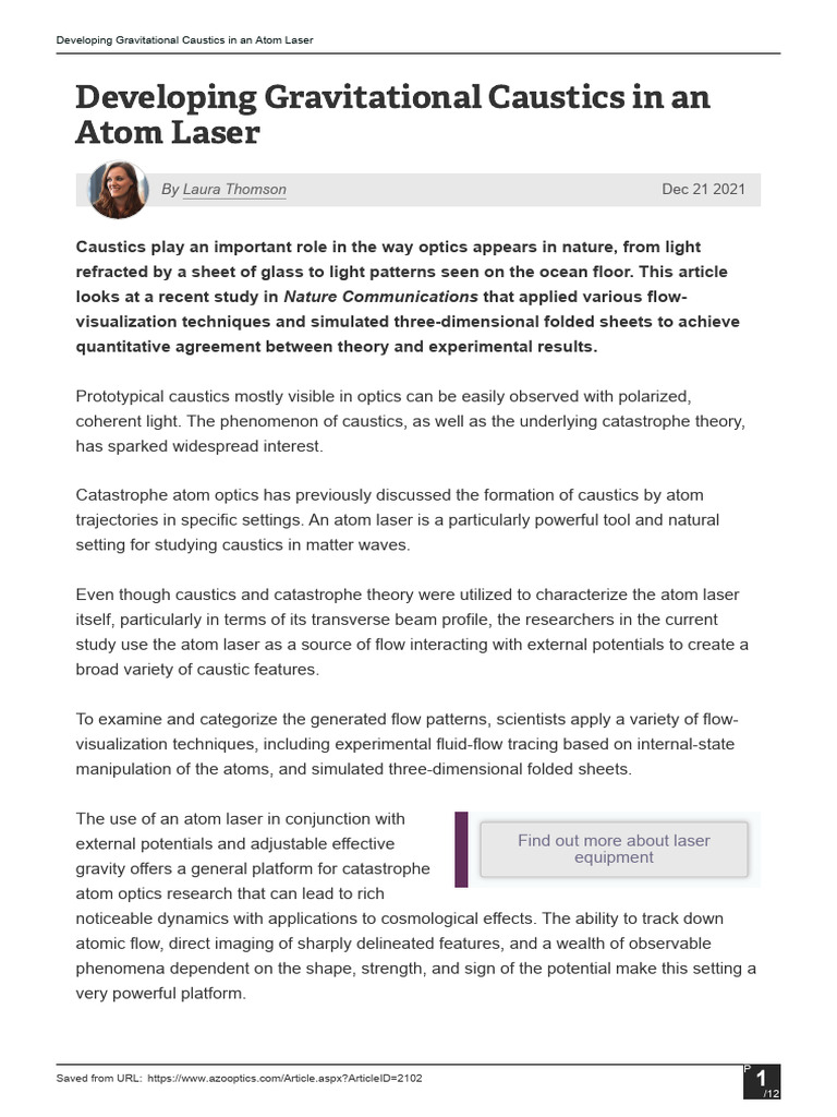 Developing Gravitational Caustics in An Atom Laser | PDF