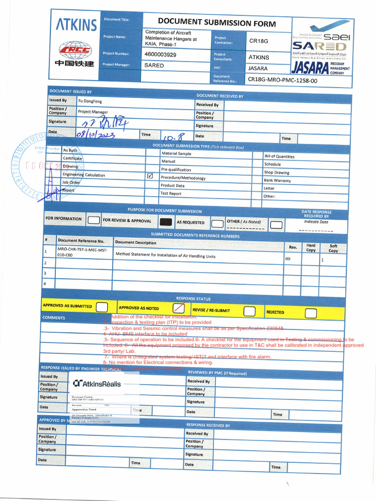 Method Statement of Air Handling Unit | PDF