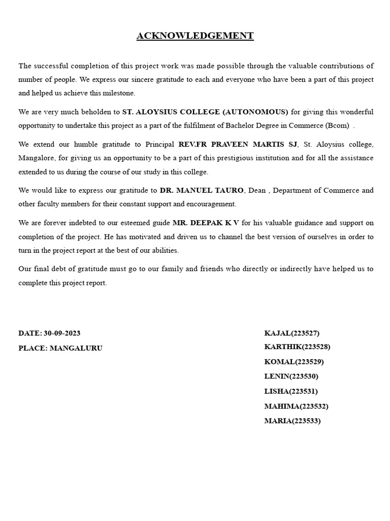 Ack and Titles-1 | PDF