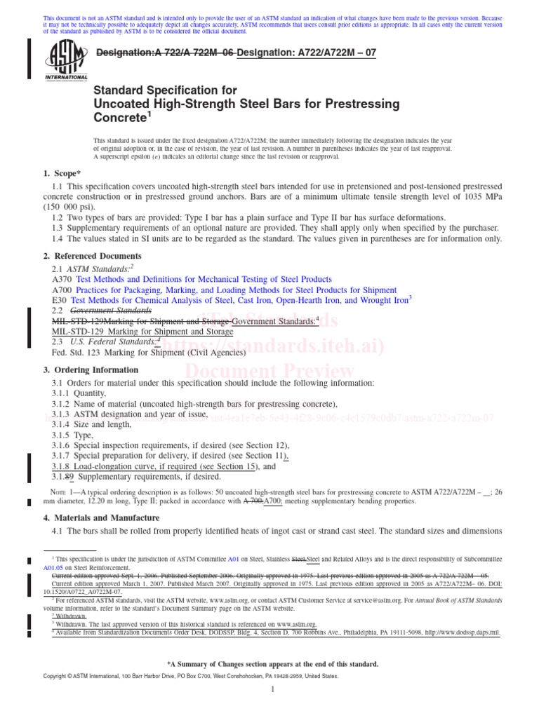 Astm A722 A722m 07 | PDF