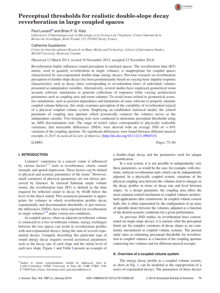 2015 Perceptual thresholds for realistic double-slope decay reverberation in large coupled ...