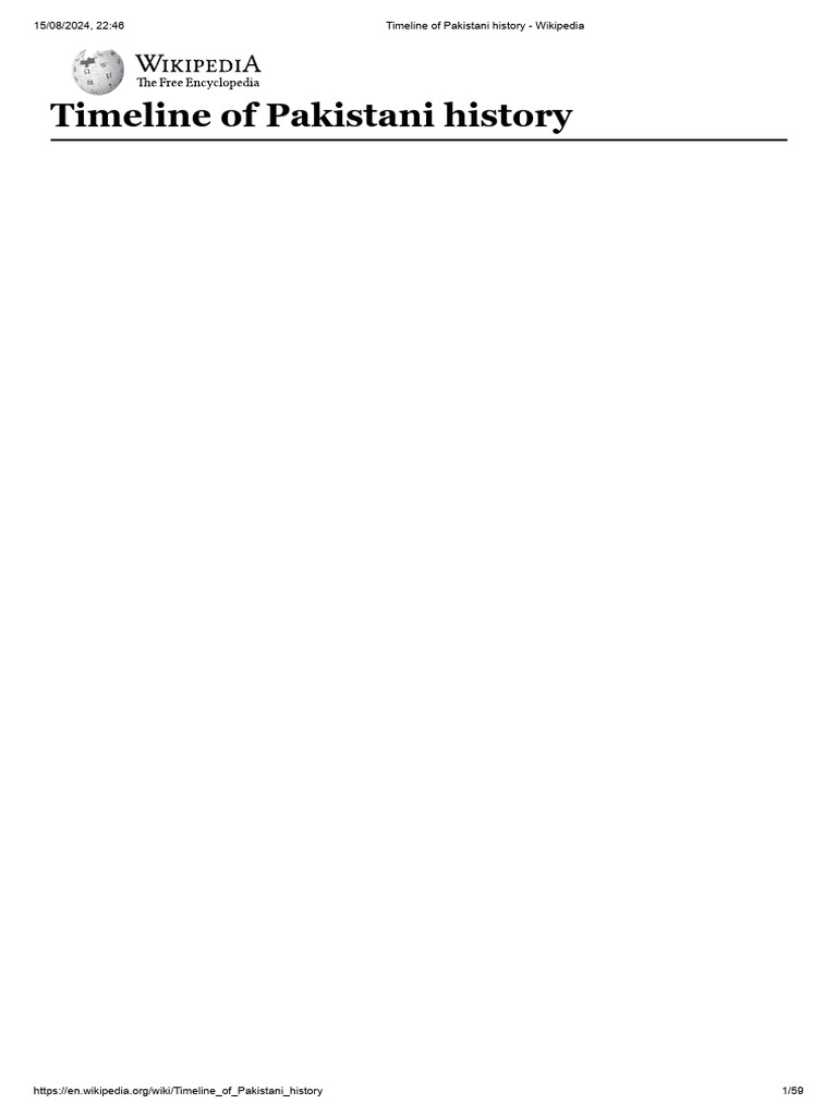 Timeline of Pakistani History - Wikipedia | PDF