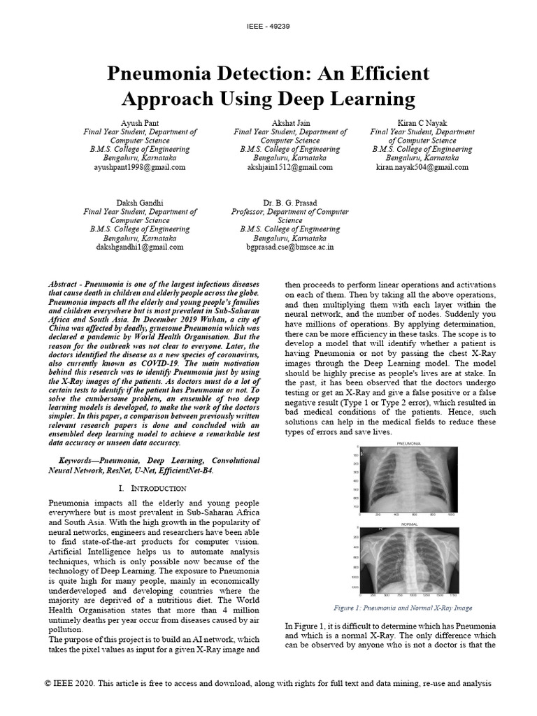 Pneumonia Detection An Efficient Approach Using Deep Learning | PDF