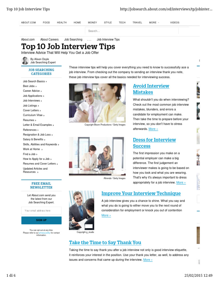 Top 10 Job Interview Tips | PDF