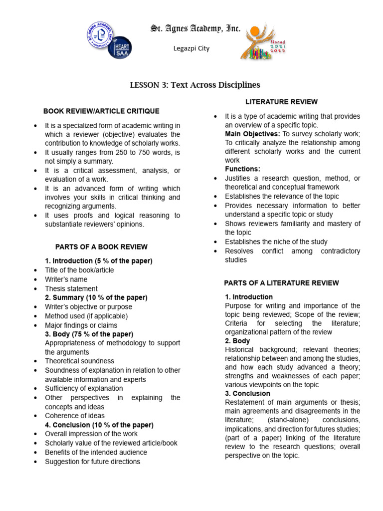 Lesson 4 - Text Across Disciplines | PDF