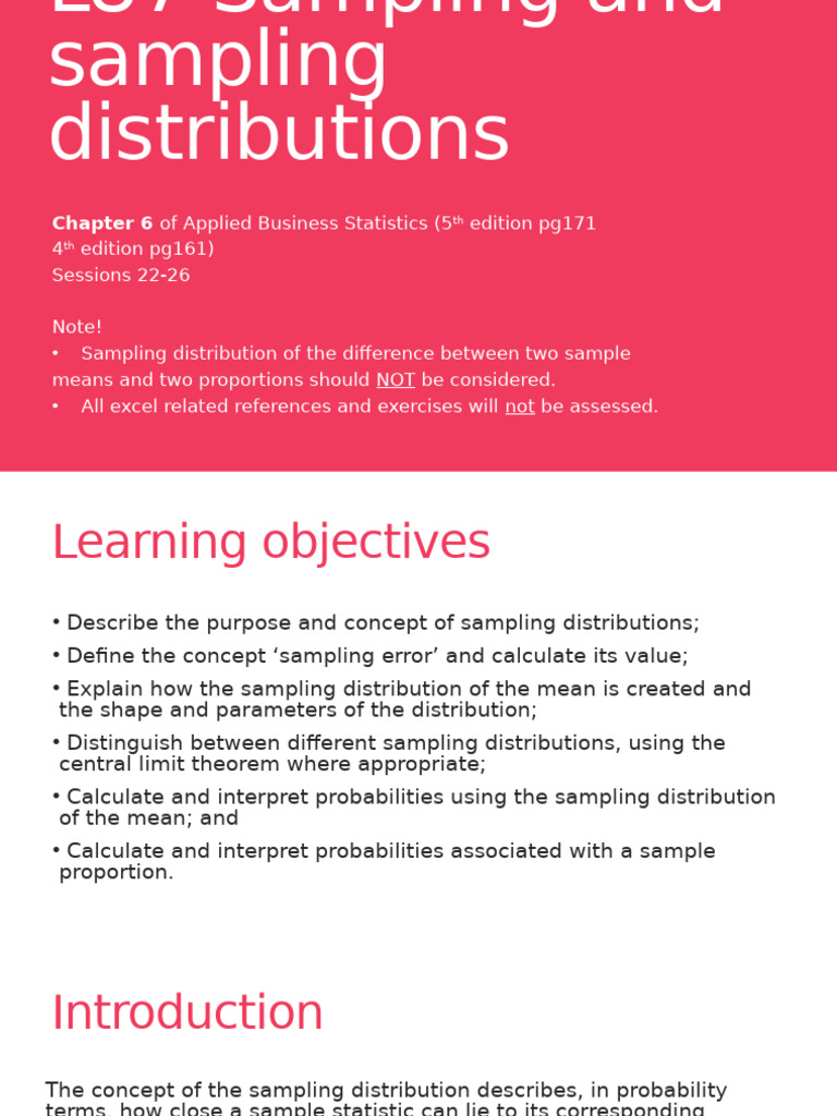 LU7 Sampling and Sampling Distributions Ch6 2 | PDF