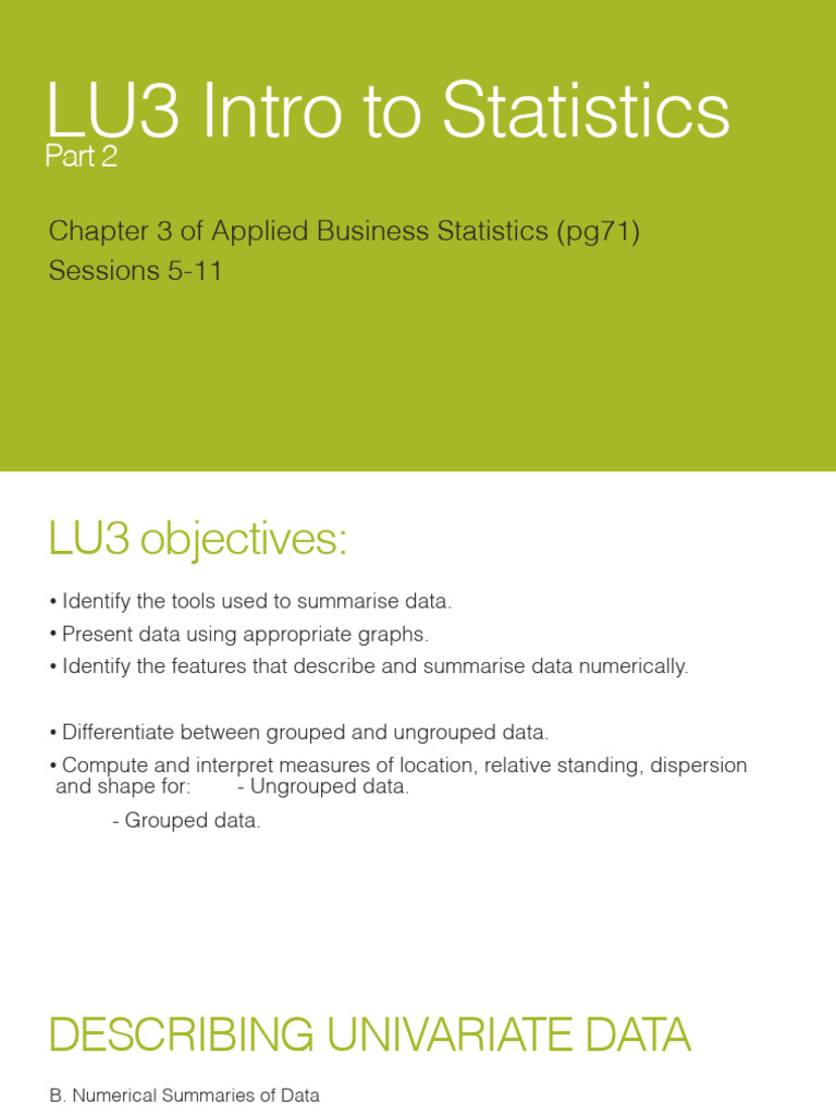 LU3 Descriptive Statistics Part 2 - ch3 | PDF