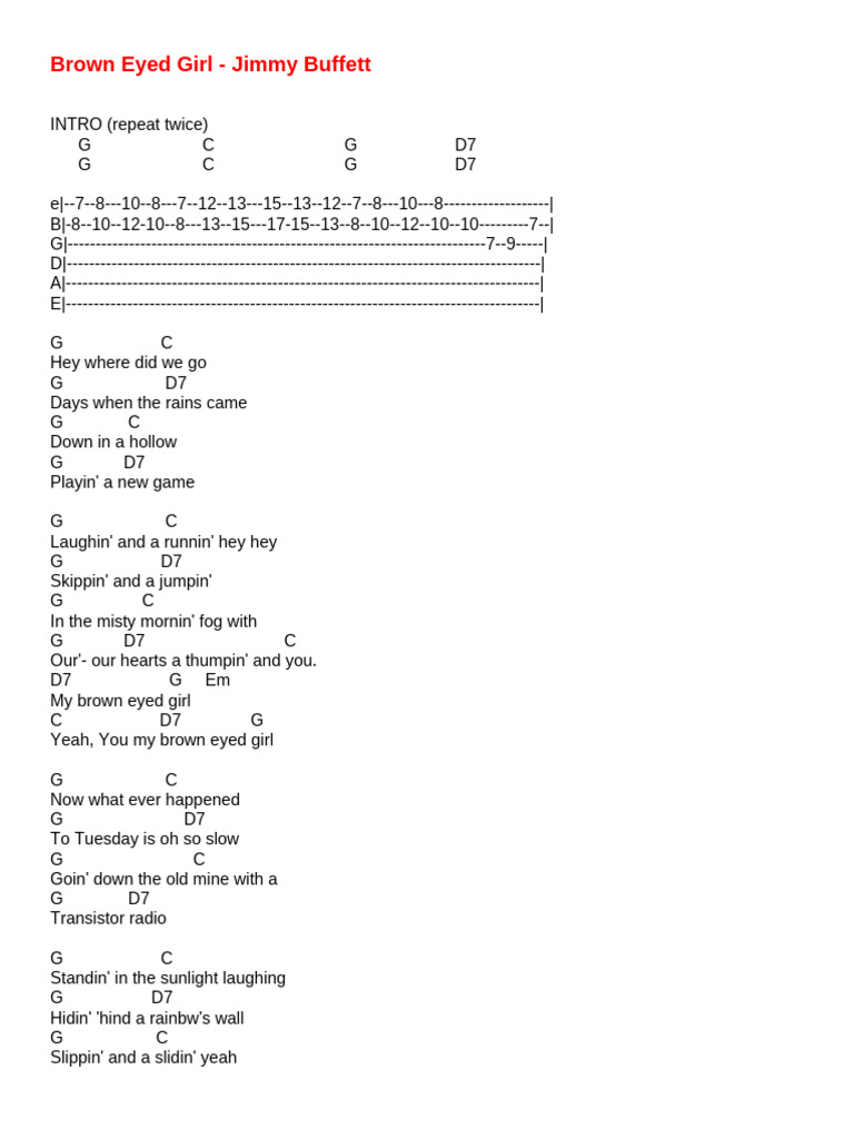 Brown Eyed Girl | PDF