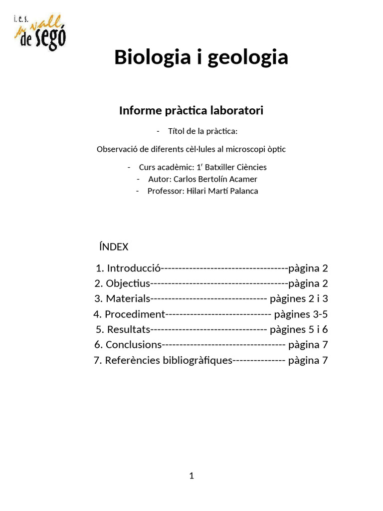 Informe Pràctiques Laboratori Biologia Humana | PDF