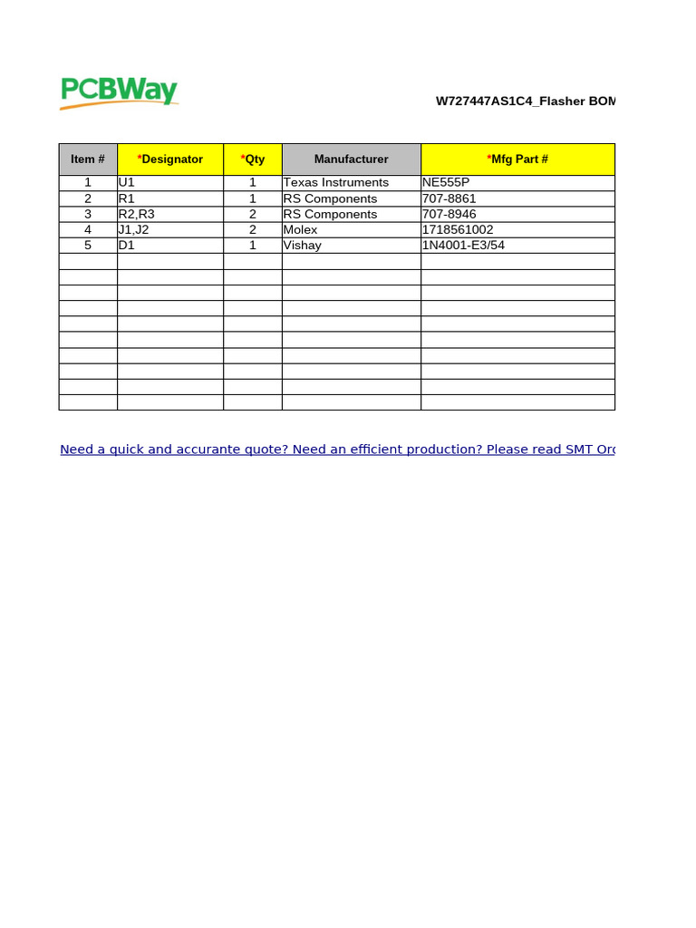 Sample Bom Pcbway Pdf