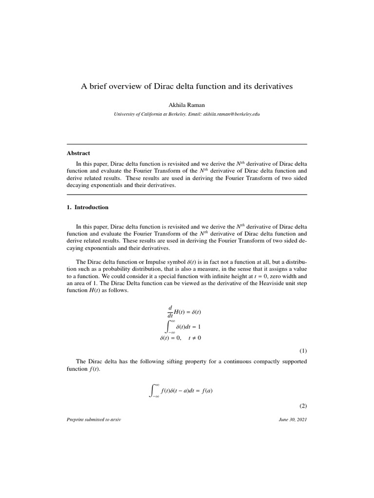 Dirac Delta Derivatives v3 | PDF