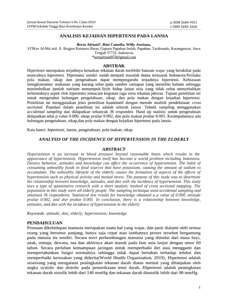 1 +Jurnal+gawat+darurat+vol+5+no+1+Juni++2023,+hal+1-8+ (Berta+Afriani) | PDF