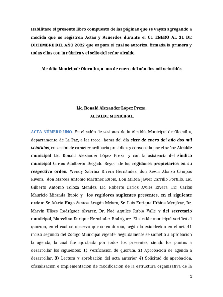 Libro de Actas 2022. | PDF