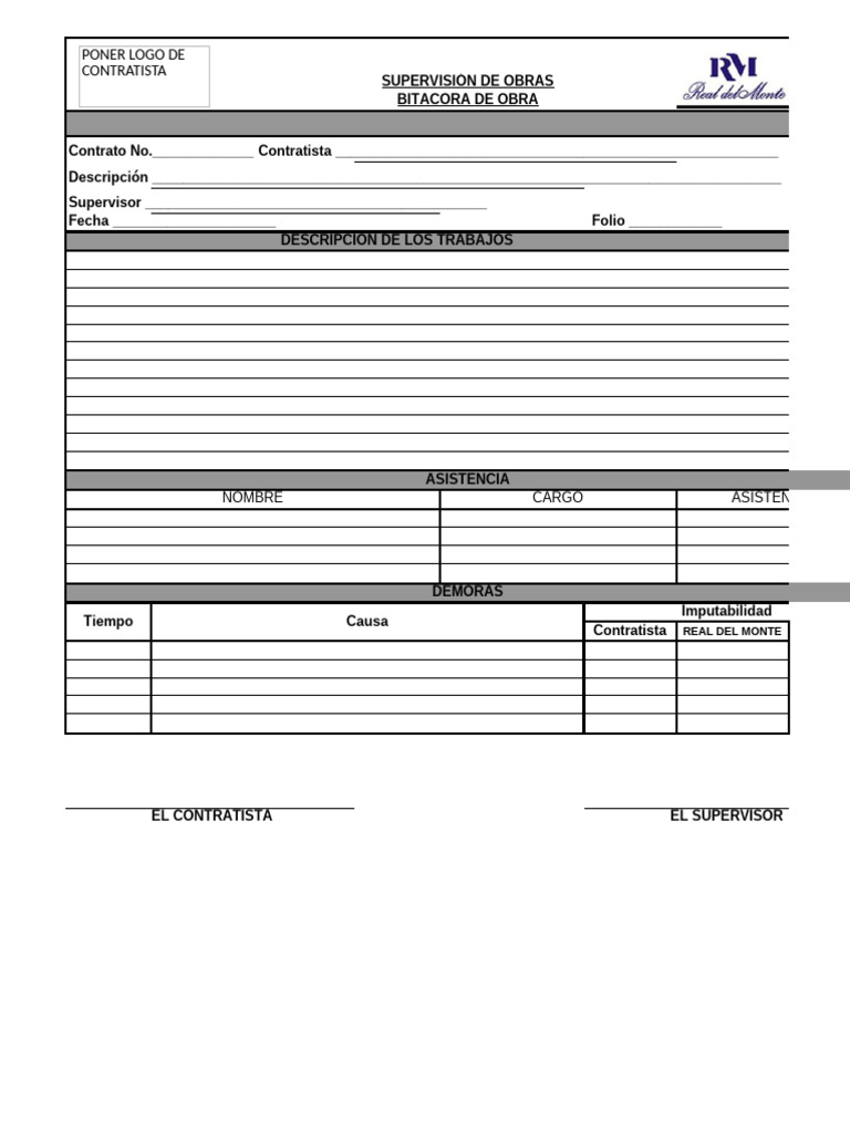 Formato de Bitacora de Obra | PDF