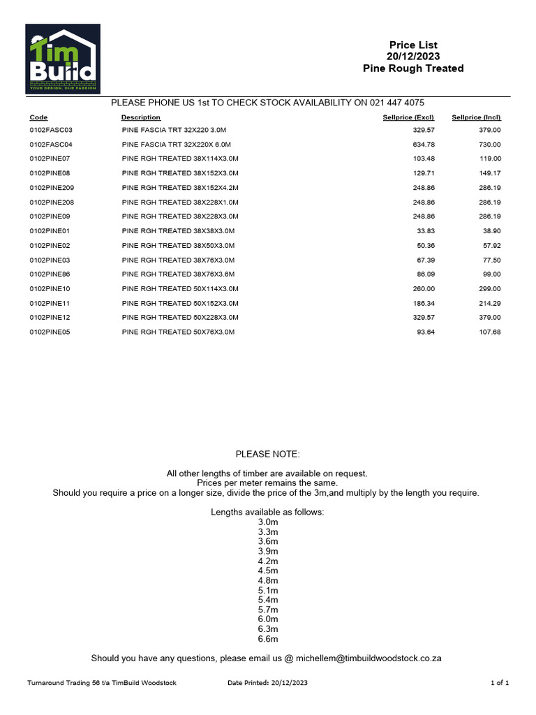 Timbercity Woodstock Treated Pine Rough Timber | PDF