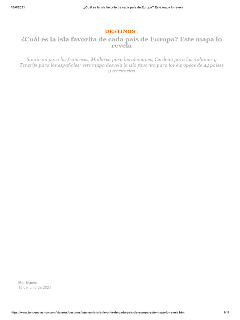 ¿Cuál es la isla favorita de cada país de Europa_ Este mapa lo revela | PDF