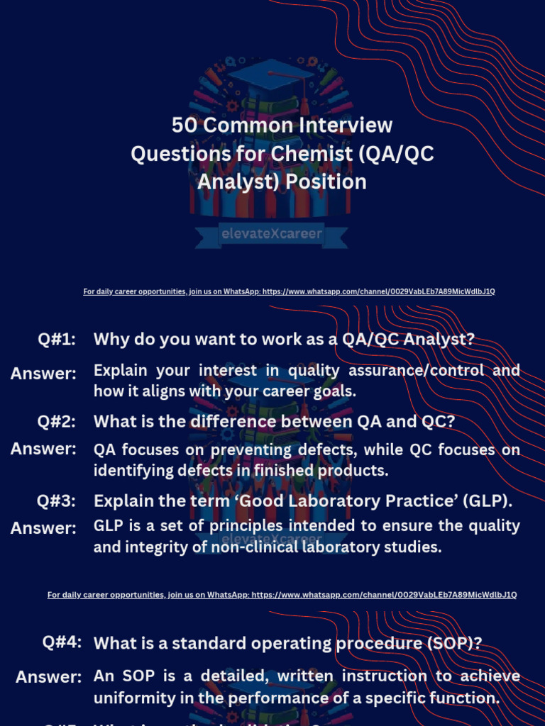 50 Common Interview Questions For Chemist (QAQC Analyst) Position | PDF | Mass Spectrometry ...