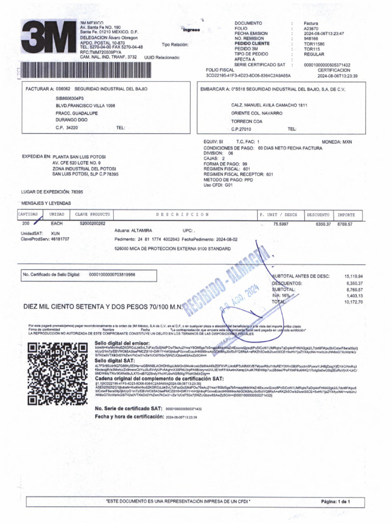 Diez Mil Ciento Setenta Y Dos Pesos 70/100 M.Níc: Pedido Cliente | PDF