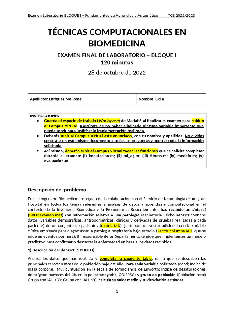 Enunciado Examen Laboratorio Bloque-I TCB 2022-23 | PDF