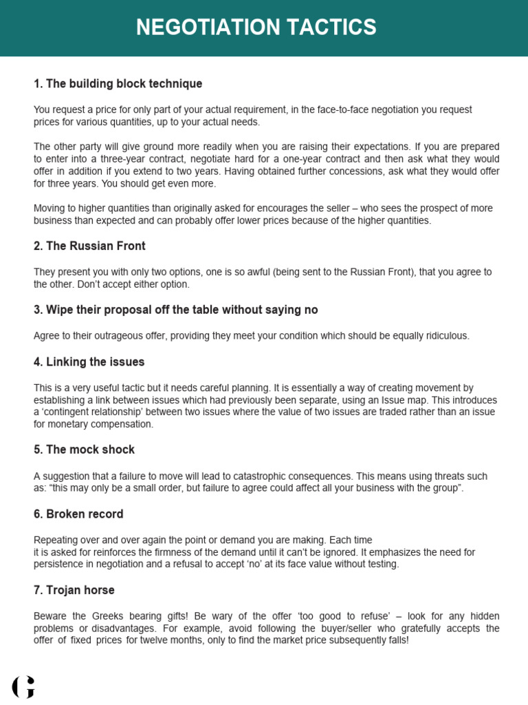 03 +Negotiation+Tactics+ENG | PDF | Negotiation | Prices
