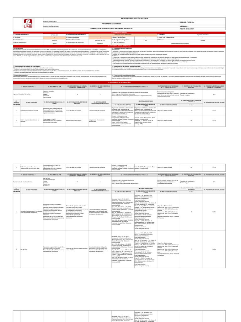 PDA Orientación A Ingeniería BIOM | PDF